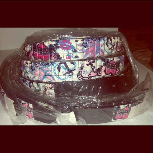Accessories | Graphic Artwork Studded Leather Belt | Poshmark